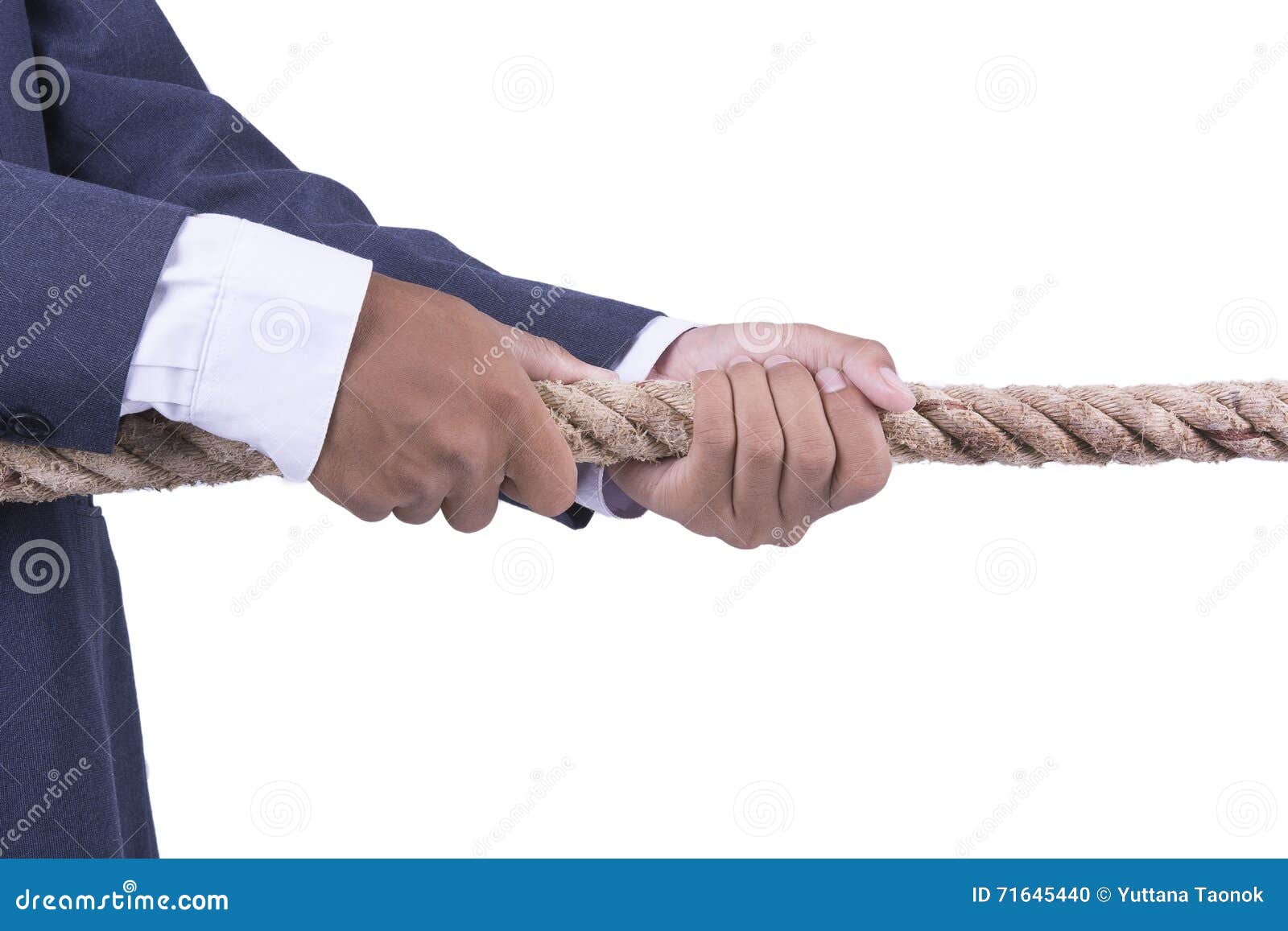 Businessman Hand Pulling the Rope on White Background Stock Photo ...