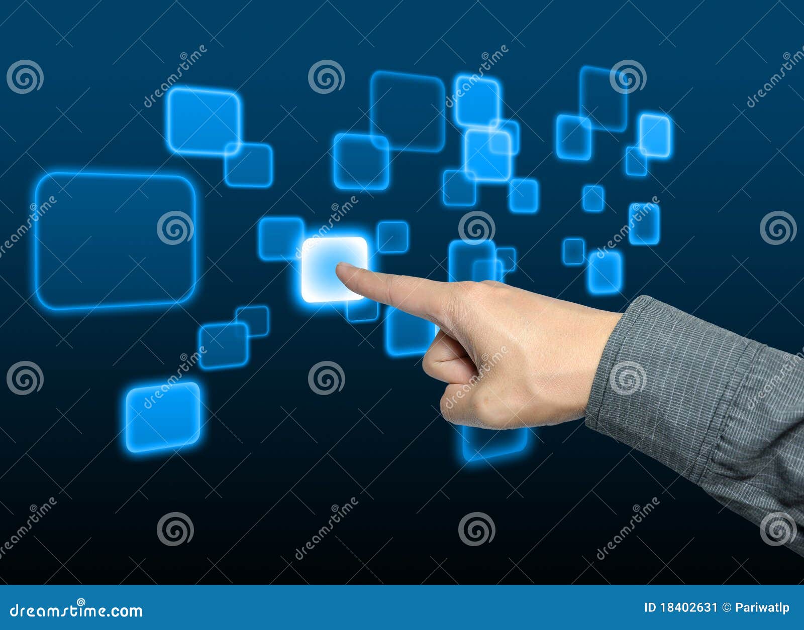 Businessman Hand Pushing a Button on Touch Screen Stock Image - Image ...