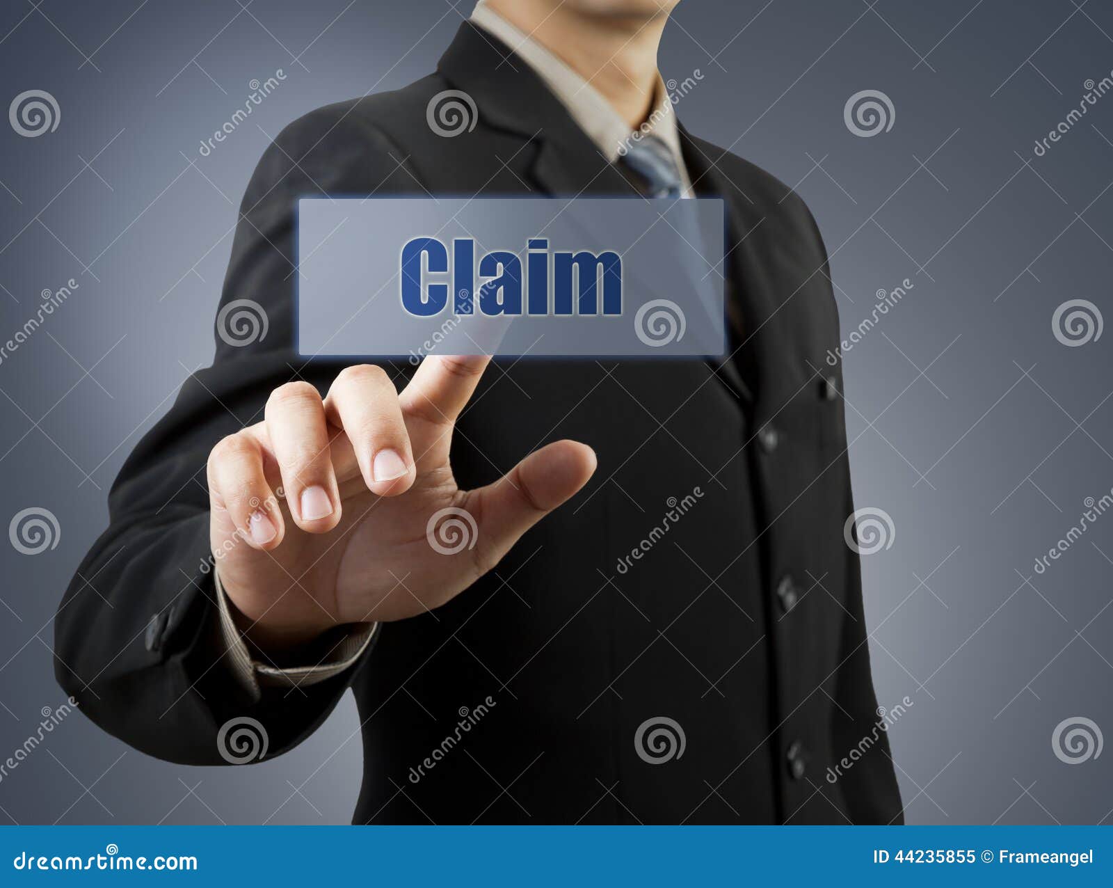 Businessman Hand Pushing Claim Button Stock Image - Image of concept ...