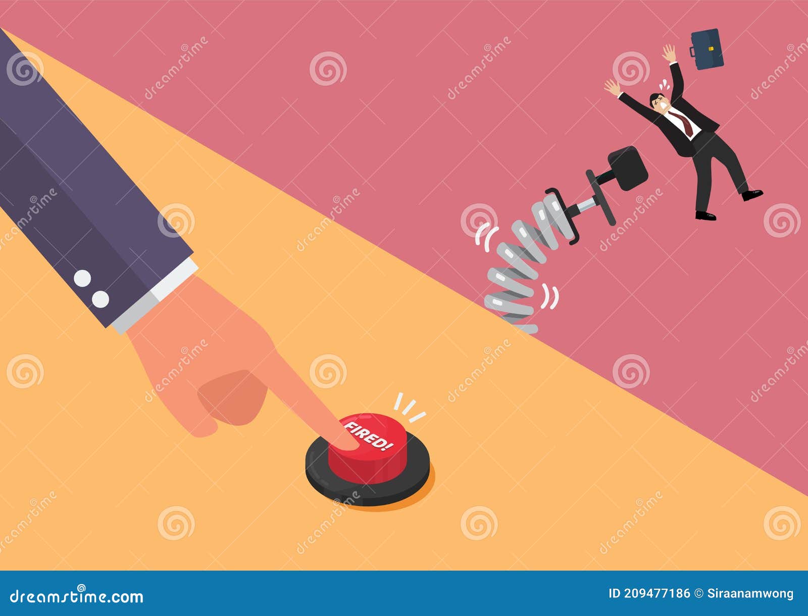 Businessman Hand Pushing Fired Button To Layoff His Employee Stock ... Businessman Hand Pushing Fired Button To Layoff His Employee Stock ...