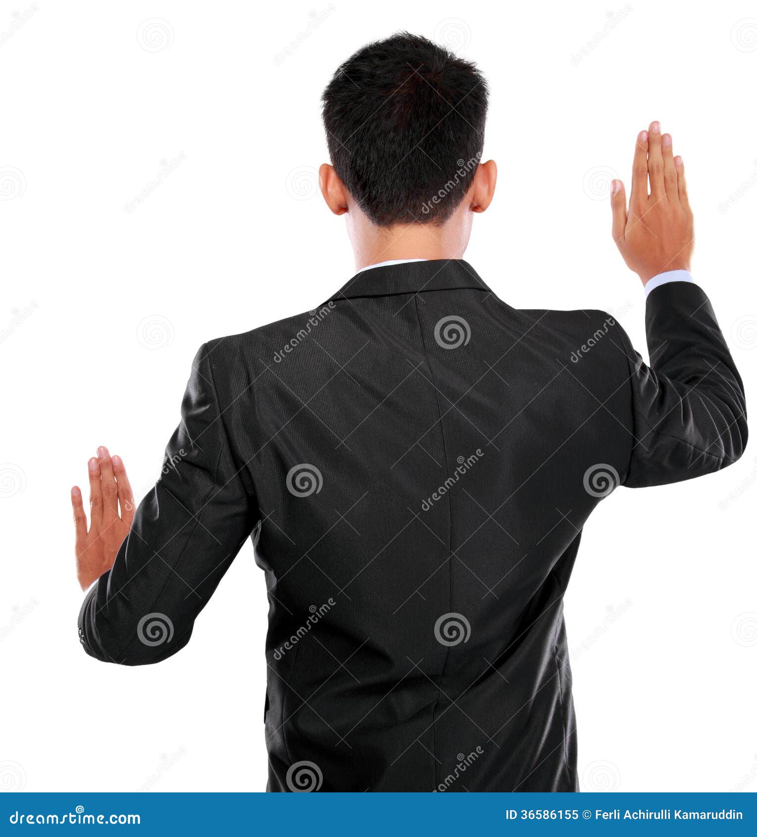 Businessman Hand Pushing Virtual Screen Stock Image - Image of finger ...