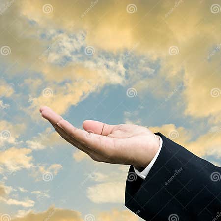 Businessman hand request stock photo. Image of cloud - 23244242