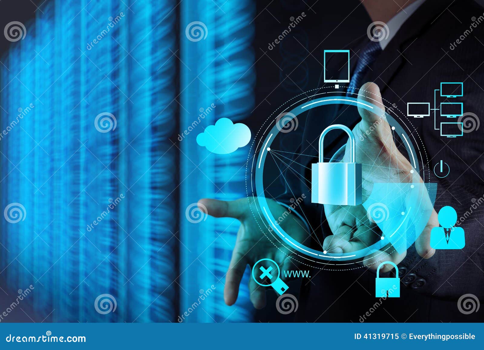 Businessman Hand Showing 3d Padlock Stock Image - Image of button ...