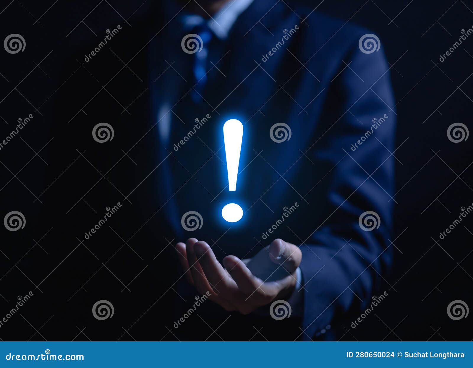Businessman Hand Showing Exclamation Point Business Development Ideas ...