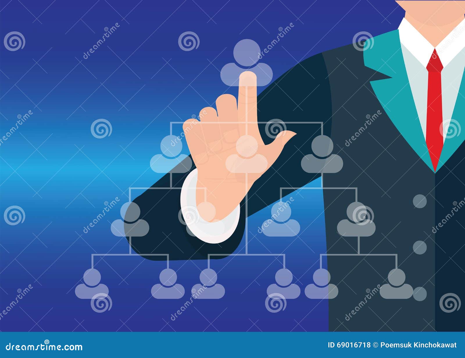 Businessman Hand Showing Human Icon Flow Chart. Stock Vector ...