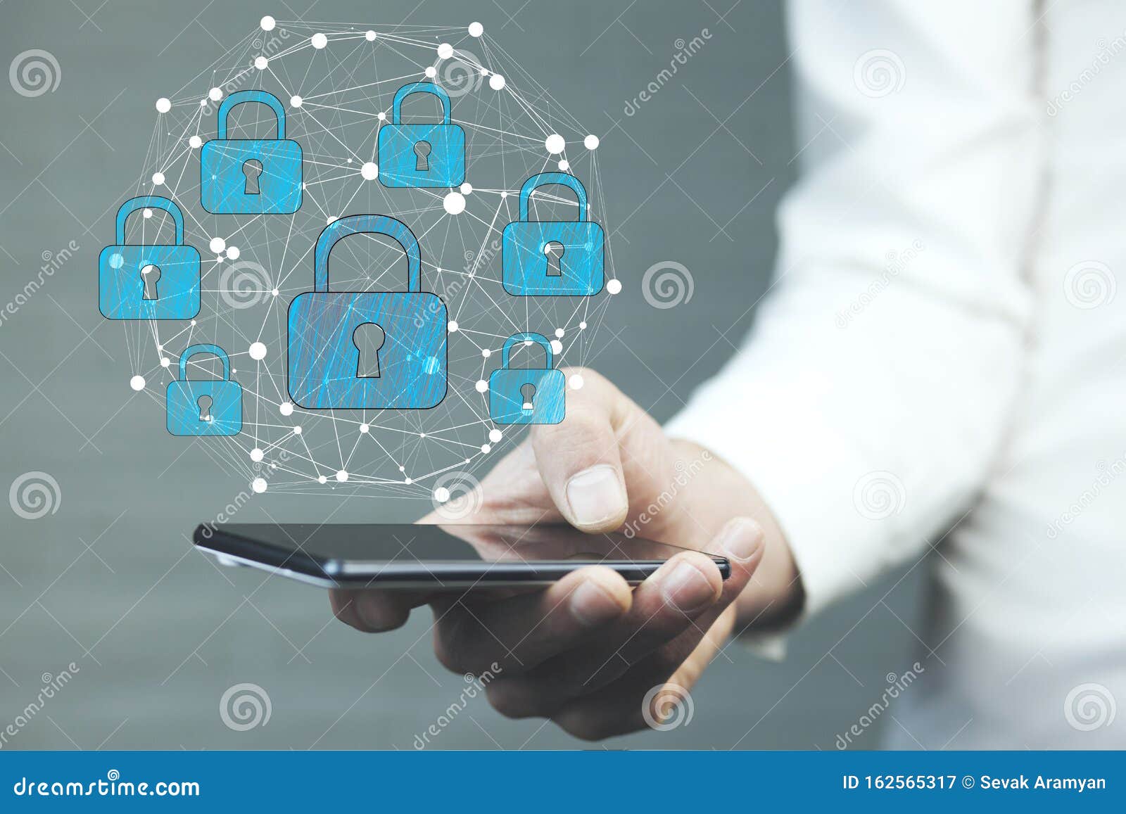 Businessman Hand Showing Phone with Lock Icon on Screen Stock Image ...