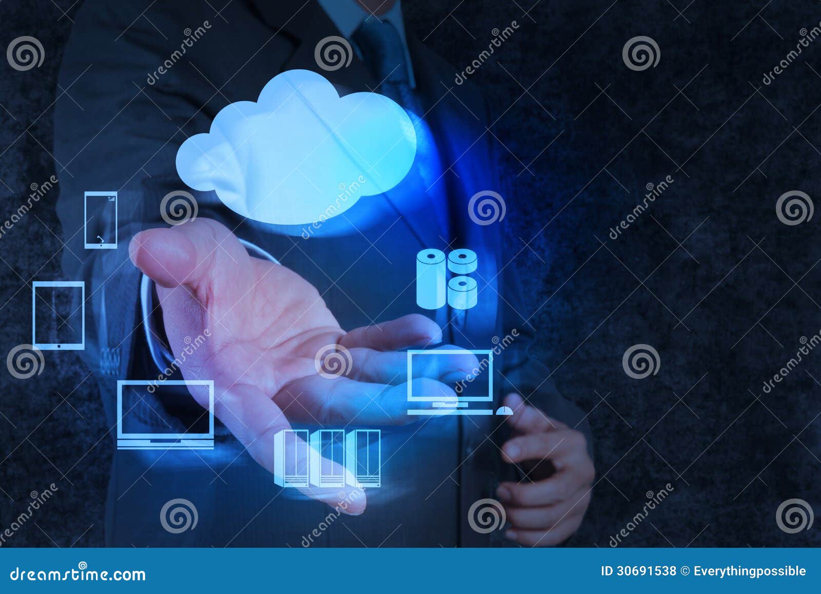 Businessman Hand Shows a Cloud Computing Diagram Stock Photo - Image of education, communication ...