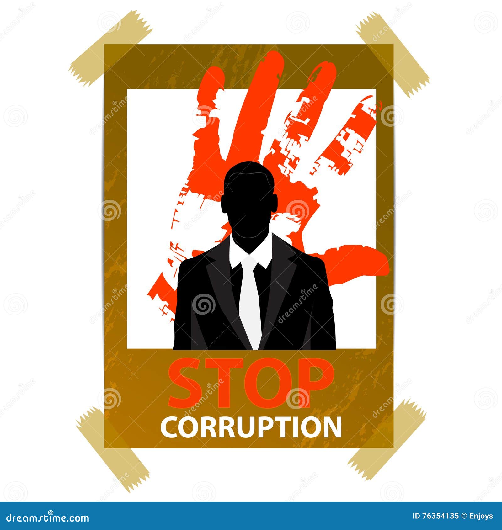 Businessman with Hand in Sign Stop Corruption Concept . Stock ...