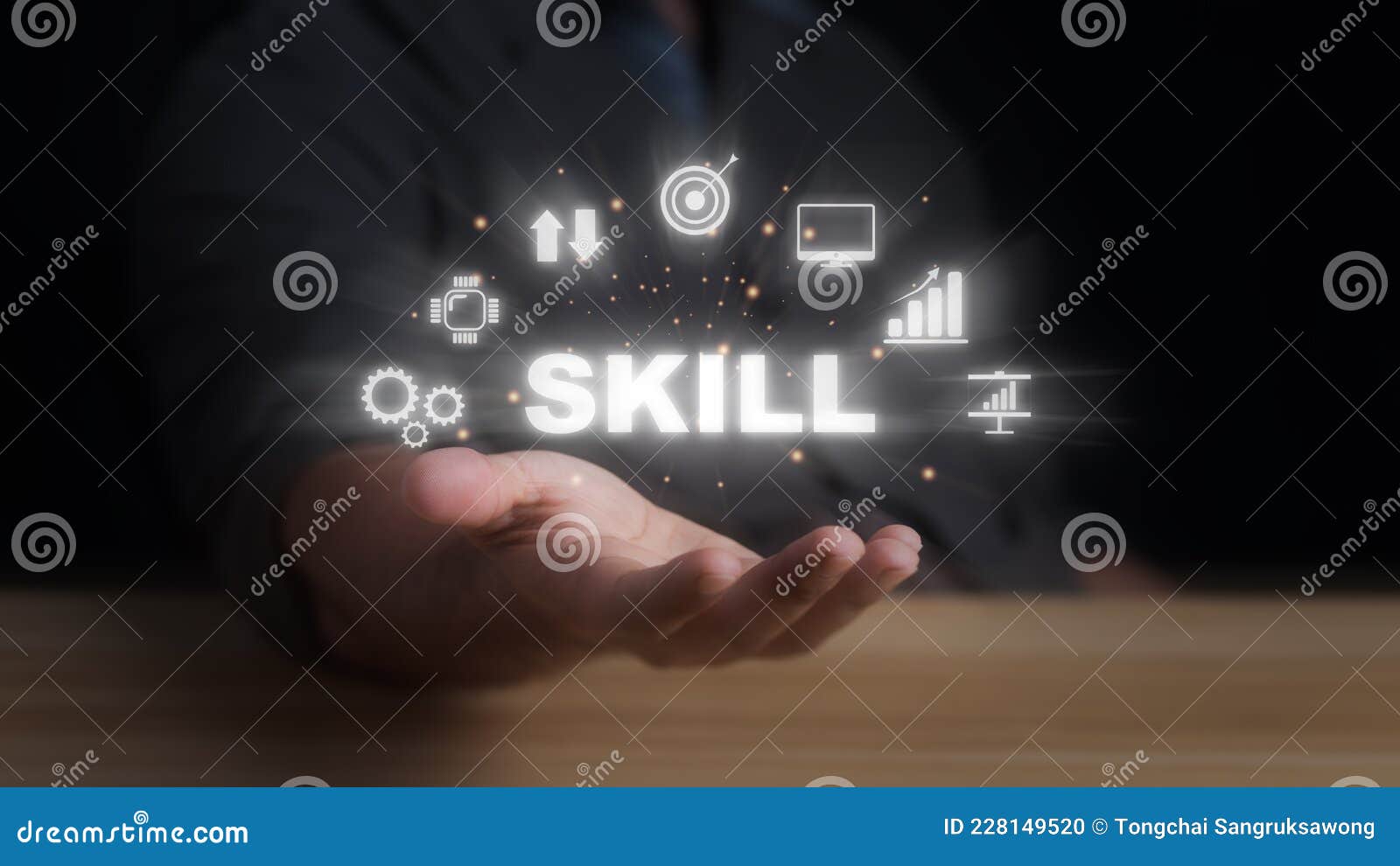 Businessman Hand with Skills Education Learning Personal Development ...