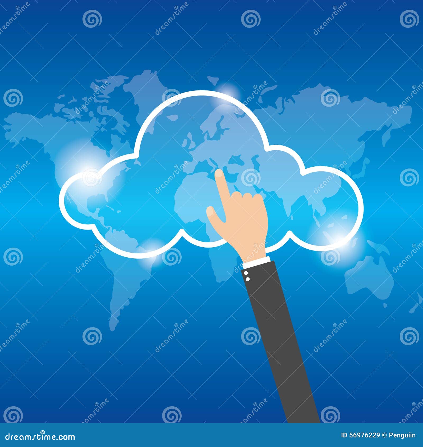 Businessman Hand Touch Cloud Computing Concept. Vector Stock Vector ...