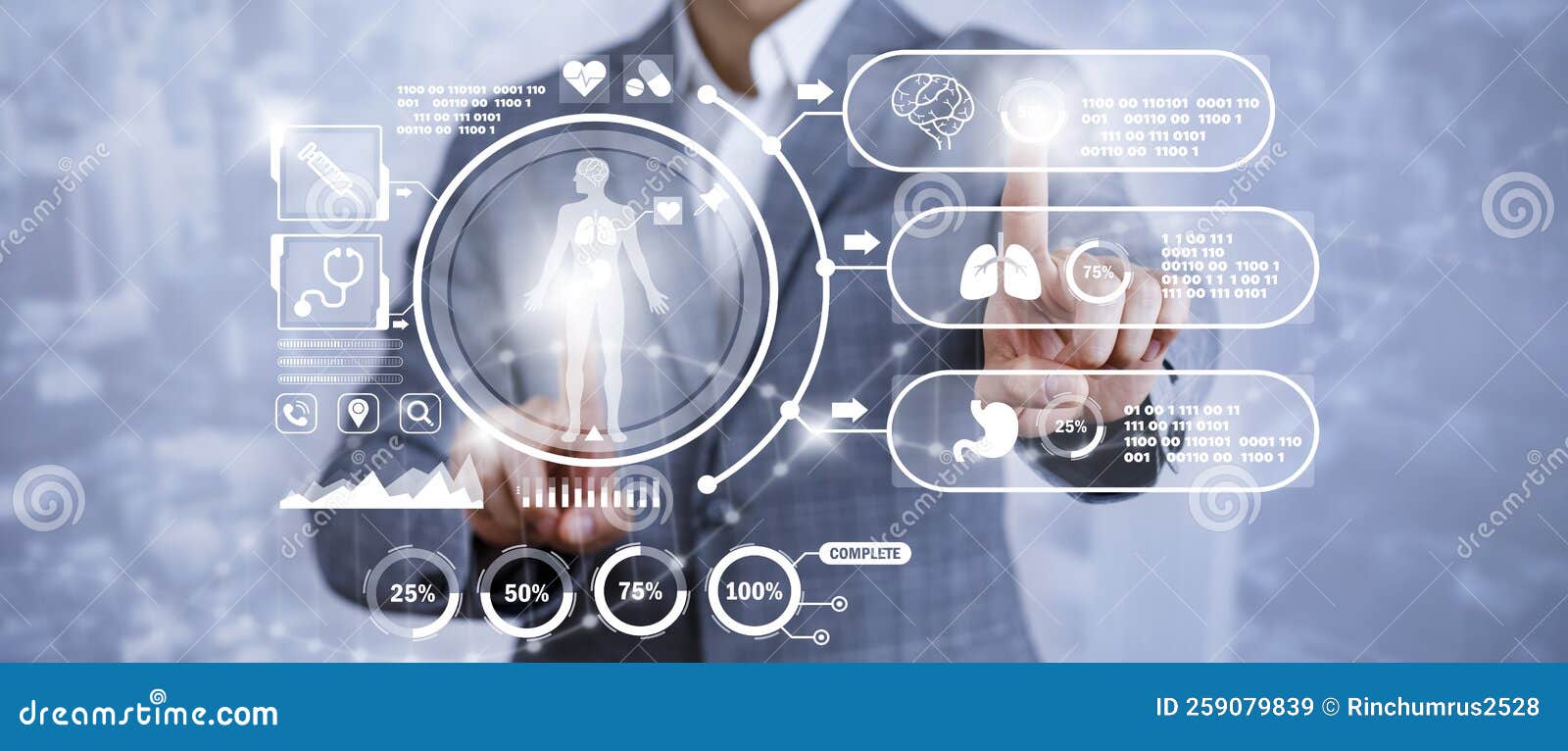 Businessman Hand Touch DNA Graph and Biochemical Research Scientist ...