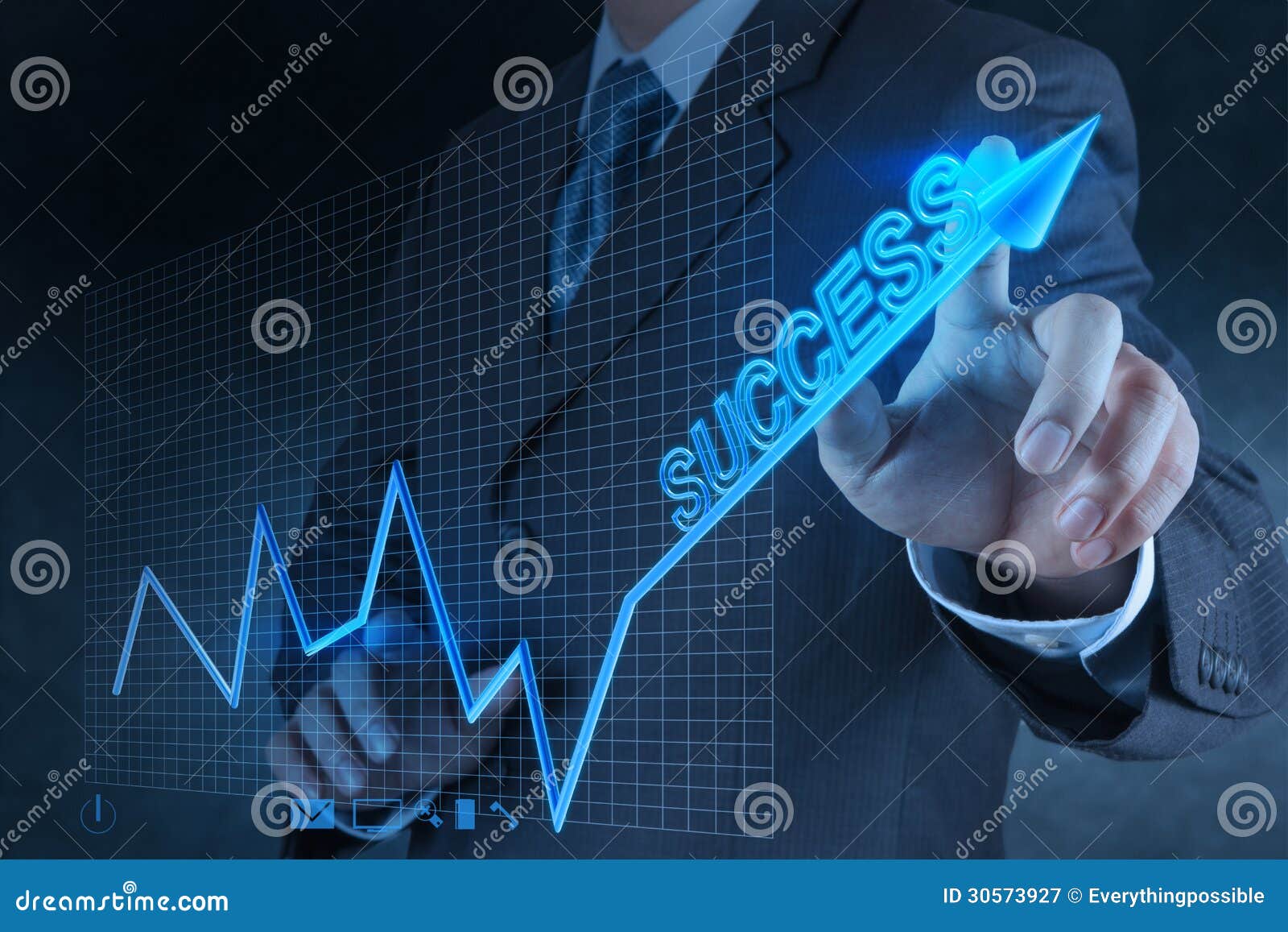 Businessman Hand Touch Virtual Success Chart Stock Image - Image of ...