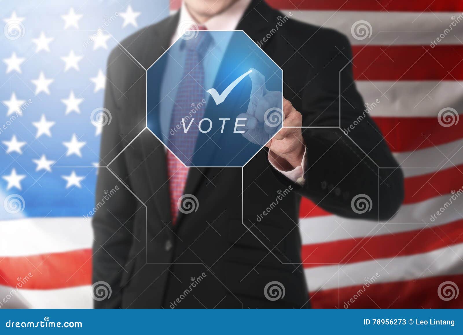 Businessman Hand Touch a Vote Button Stock Image - Image of democratic ...