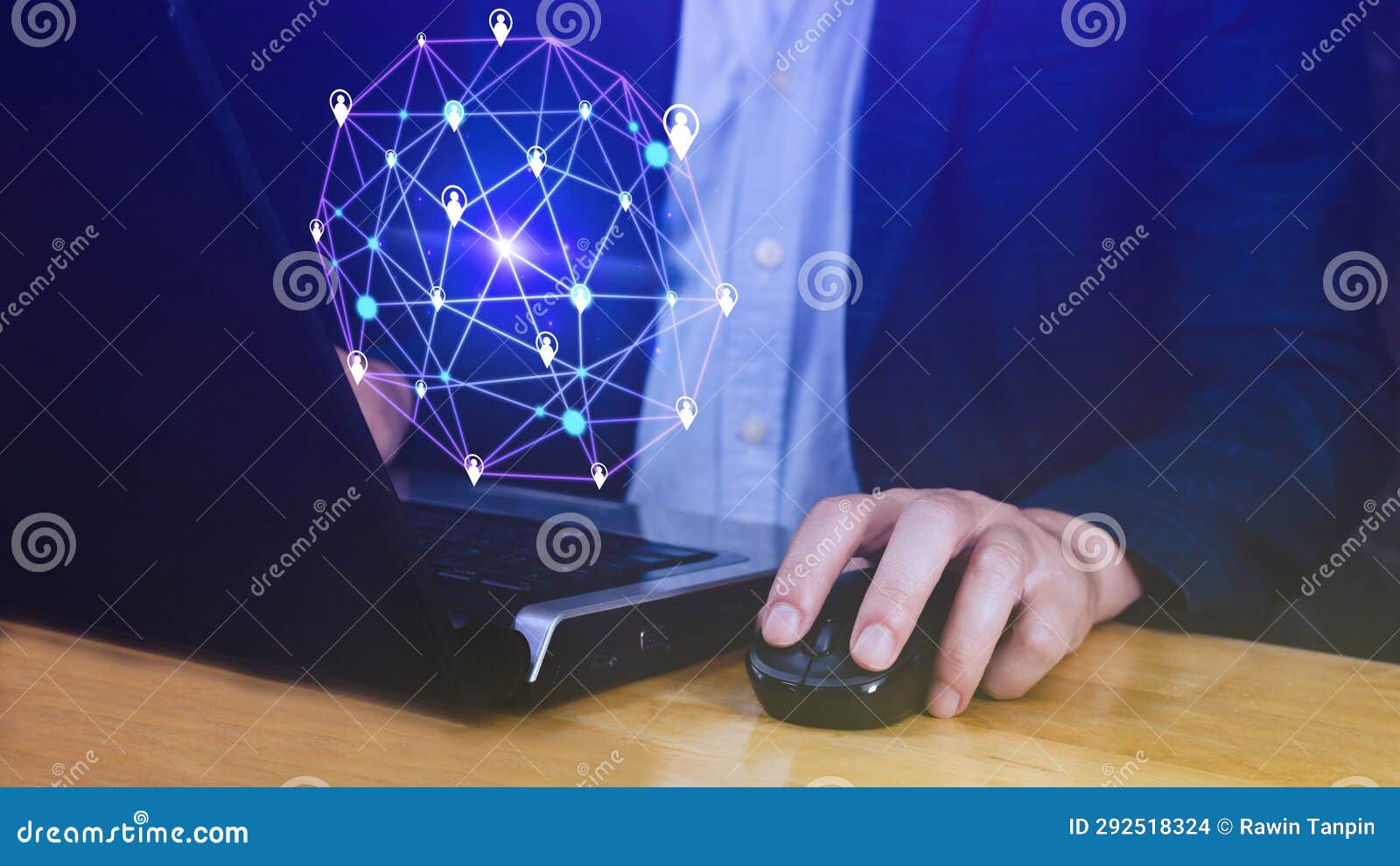 Businessman Hand Touching Global Infrastructure Network on Virtual ...