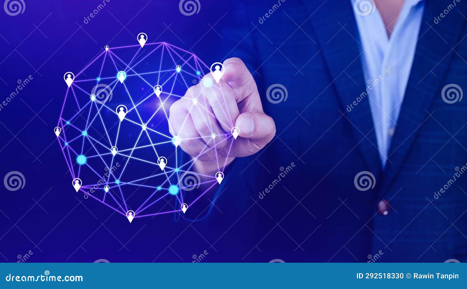 Businessman Hand Touching Global Infrastructure Network on Virtual ...