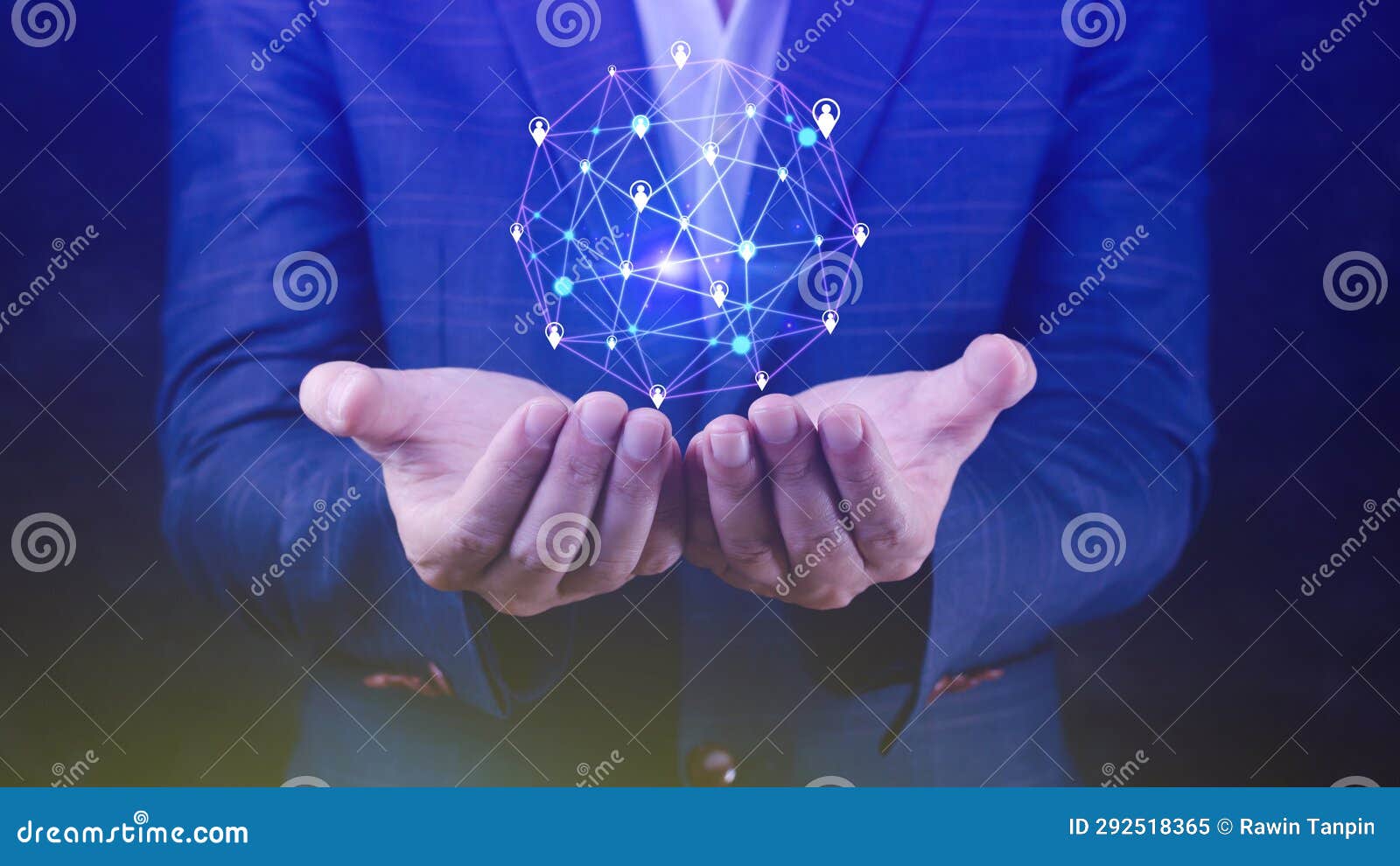 Businessman Hand Touching Global Infrastructure Network on Virtual ...
