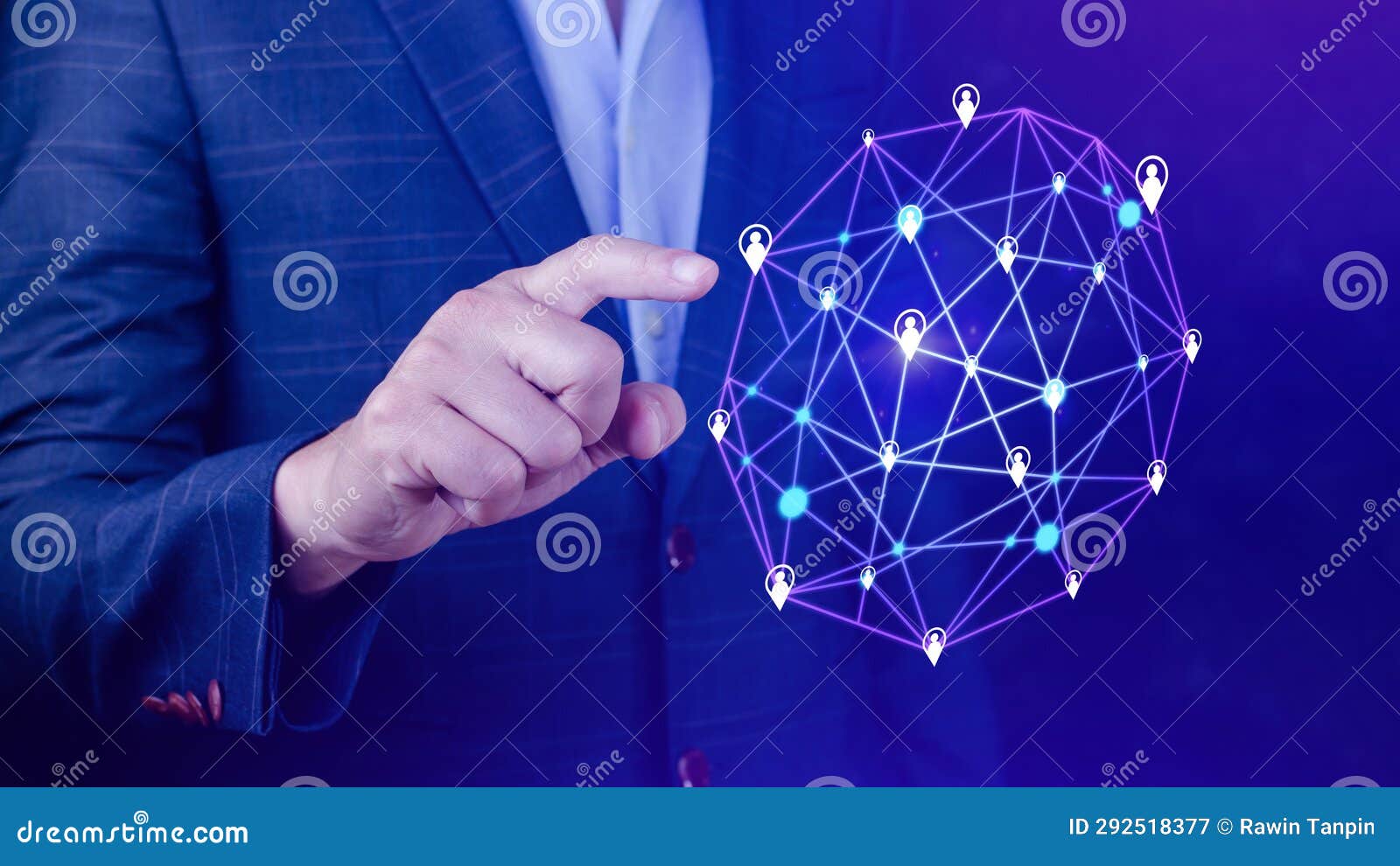 Businessman Hand Touching Global Infrastructure Network on Virtual ...