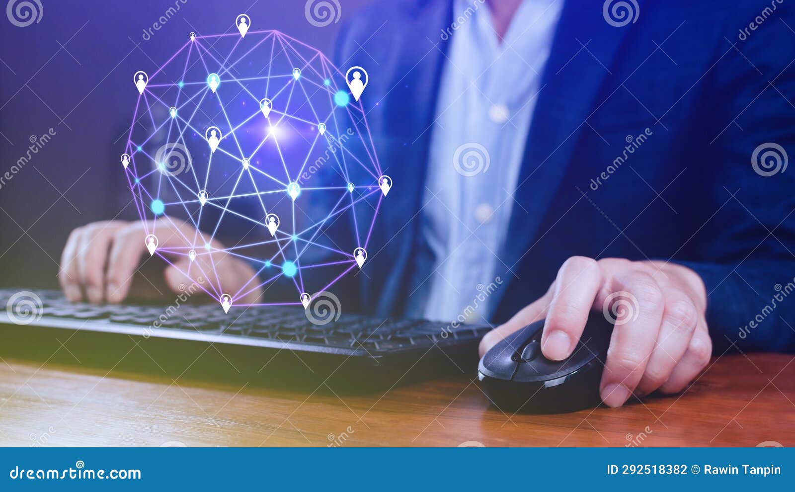 Businessman Hand Touching Global Infrastructure Network on Virtual ...