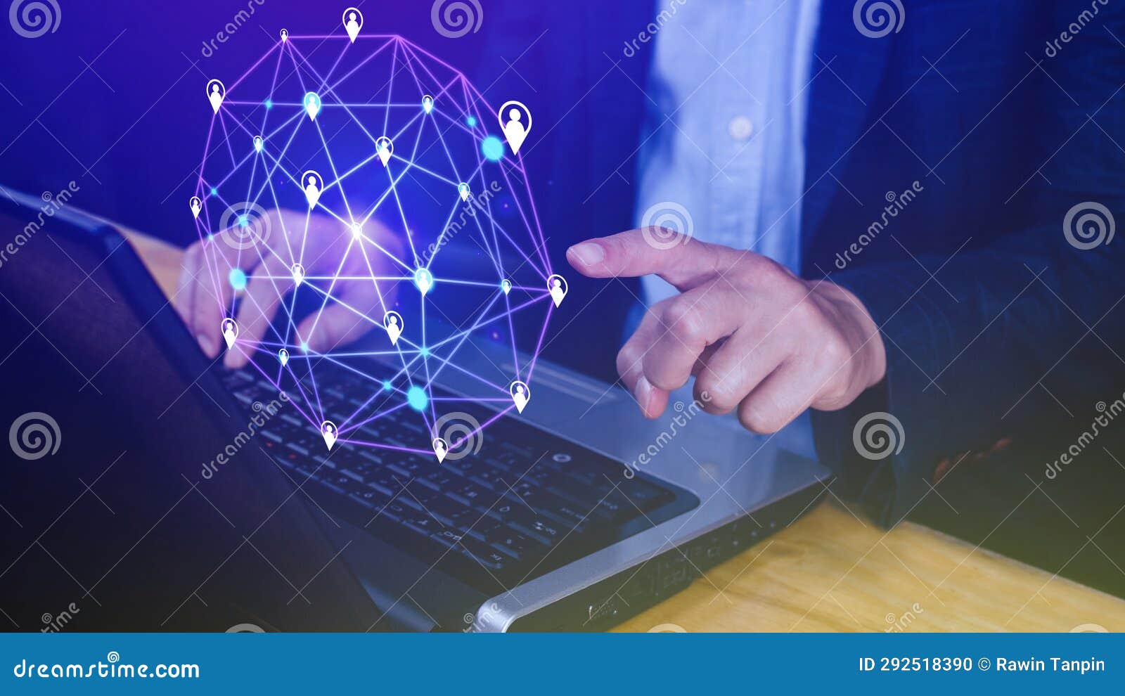 Businessman Hand Touching Global Infrastructure Network on Virtual ...
