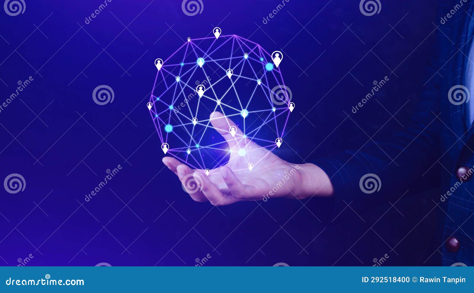 Businessman Hand Touching Global Infrastructure Network on Virtual ...