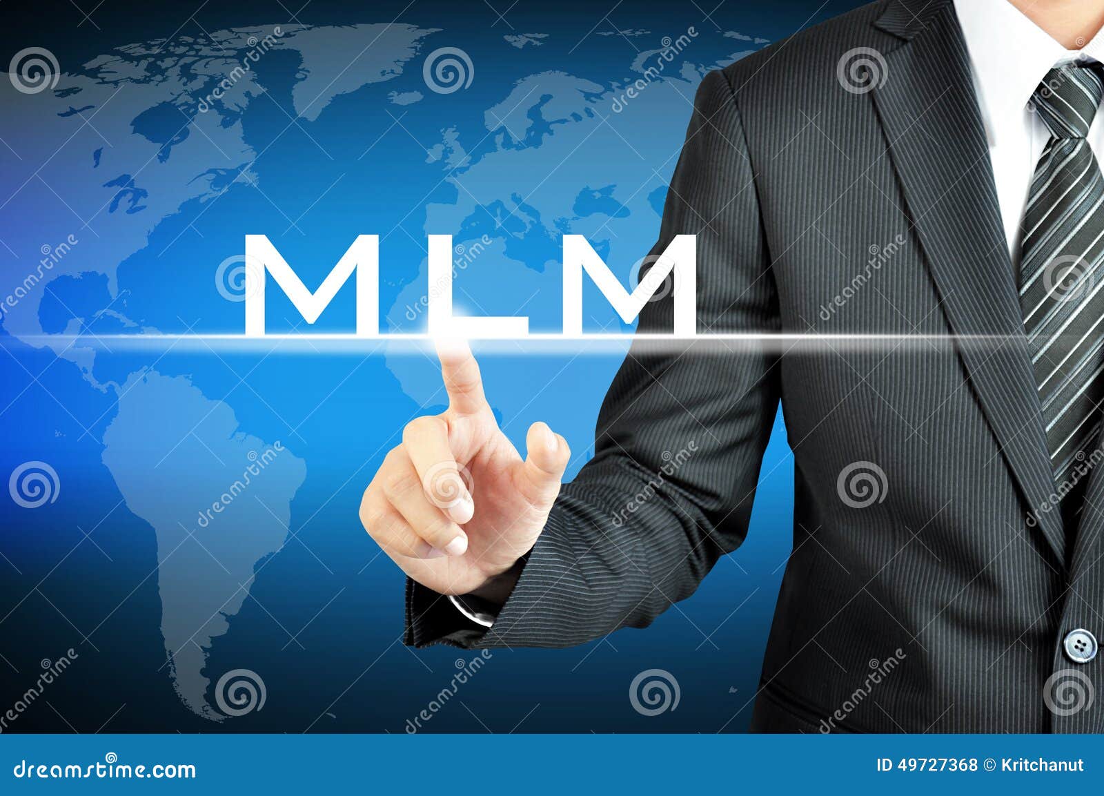 Businessman Hand Touching MLM (Multi Level Marketing) Sign Stock Photo ...