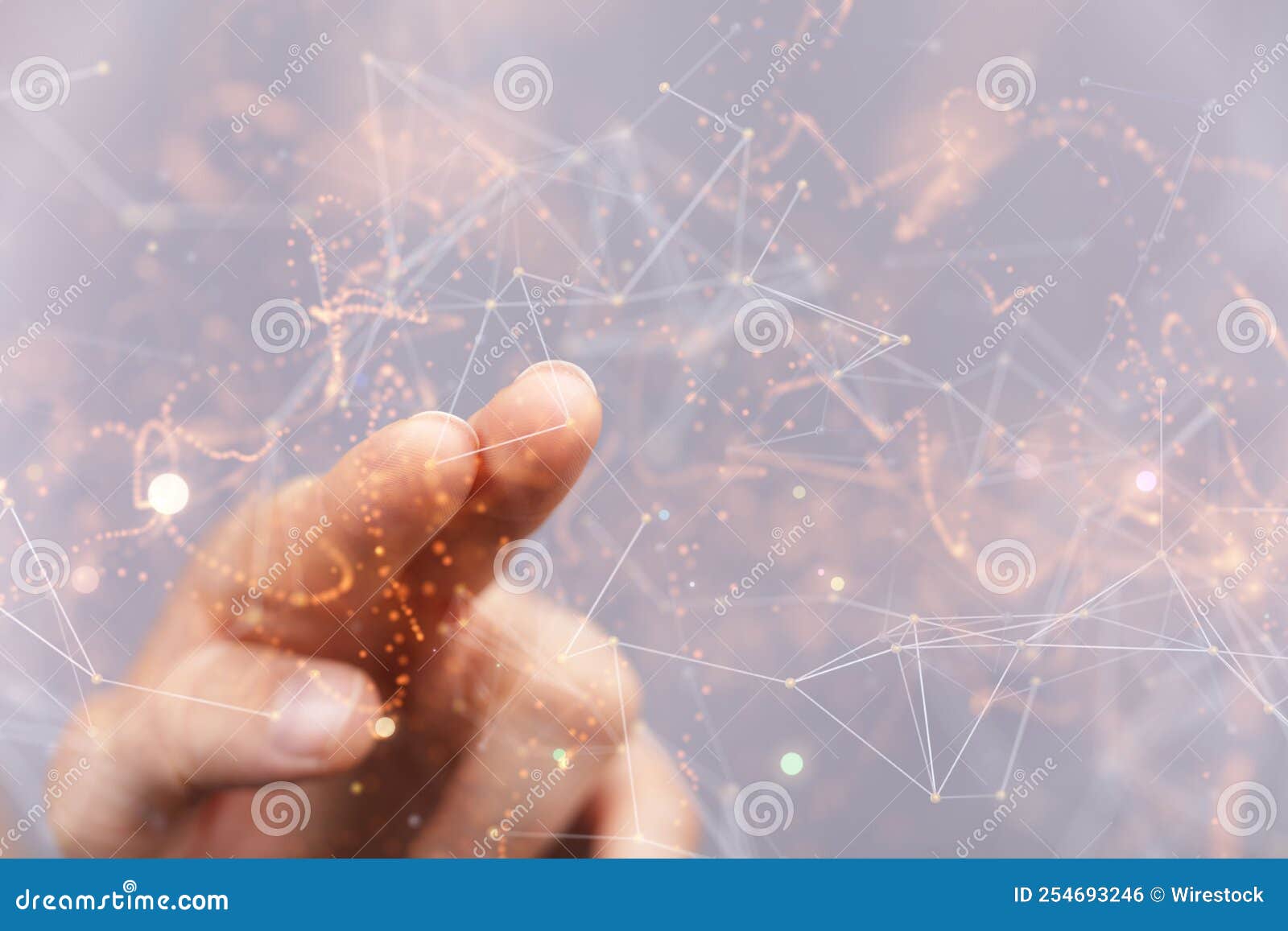 Businessman Hand Touching Network Lines- Communication and Networking ...