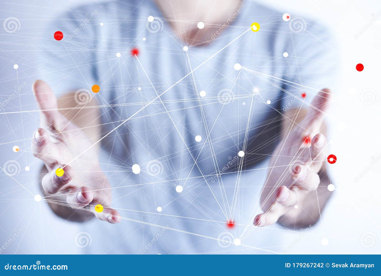 Businessman Hand Touching Virtual Screen Stock Photo - Image of line ...