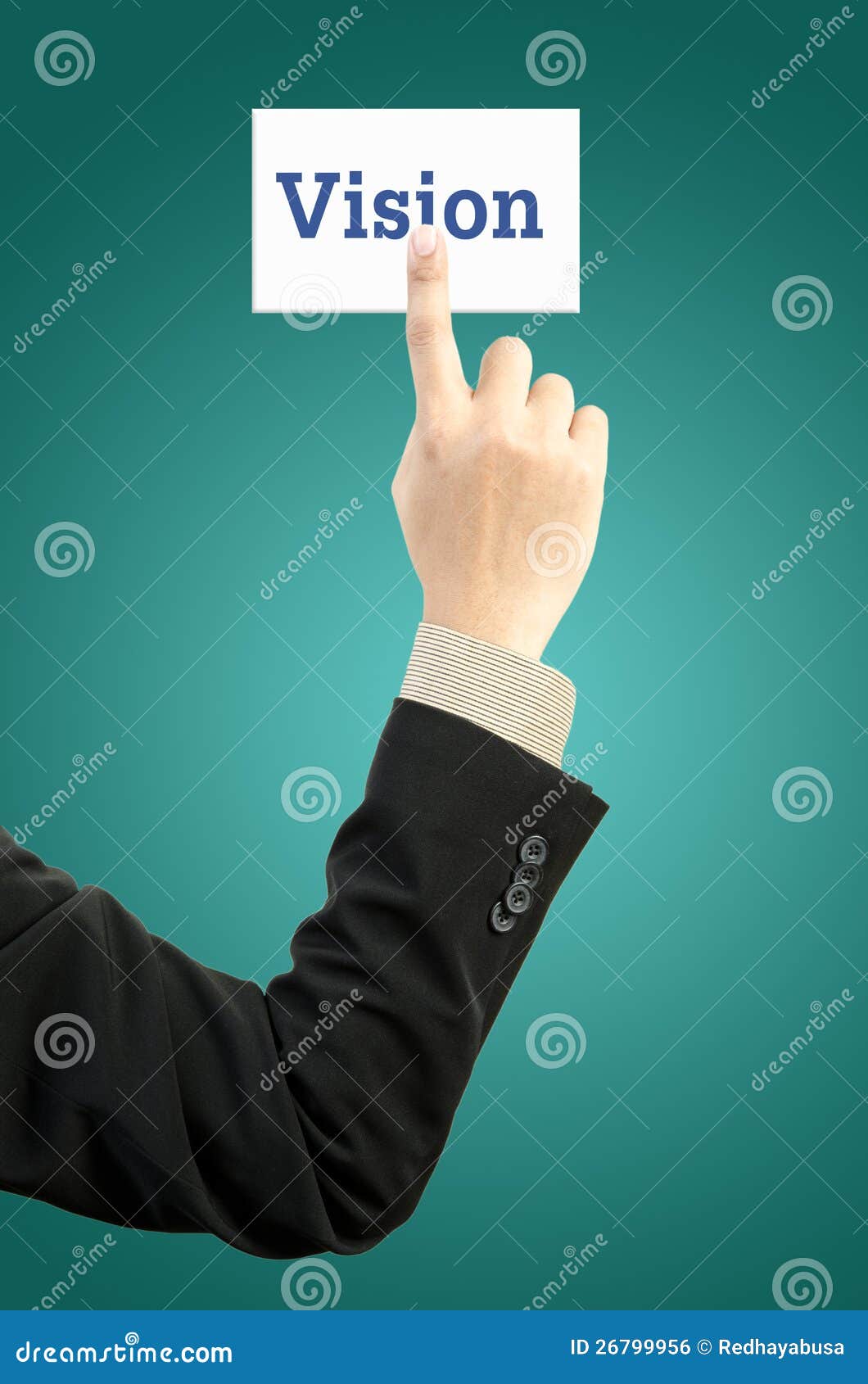 Businessman Hand Touching Vision Button Stock Photo - Image of choose ...