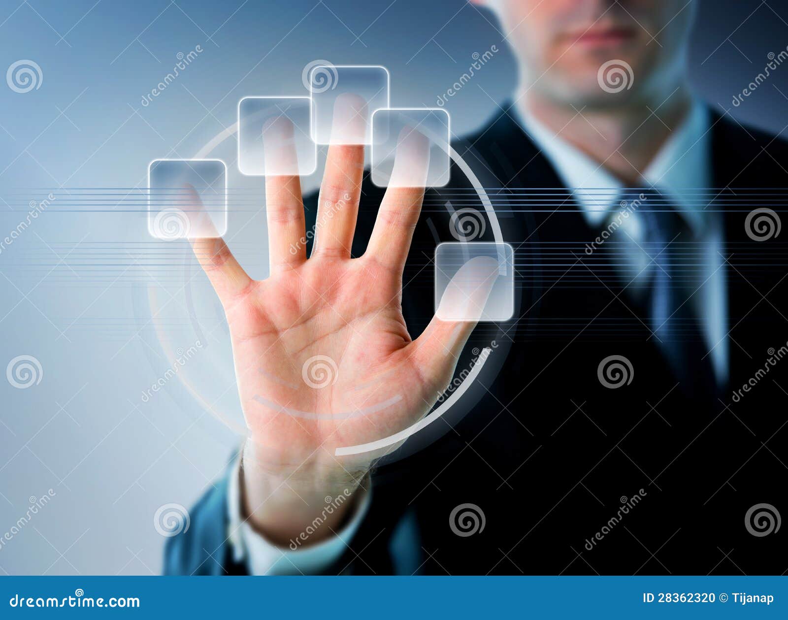 Businessman Hand on a Touchscreen Stock Photo - Image of interface ...