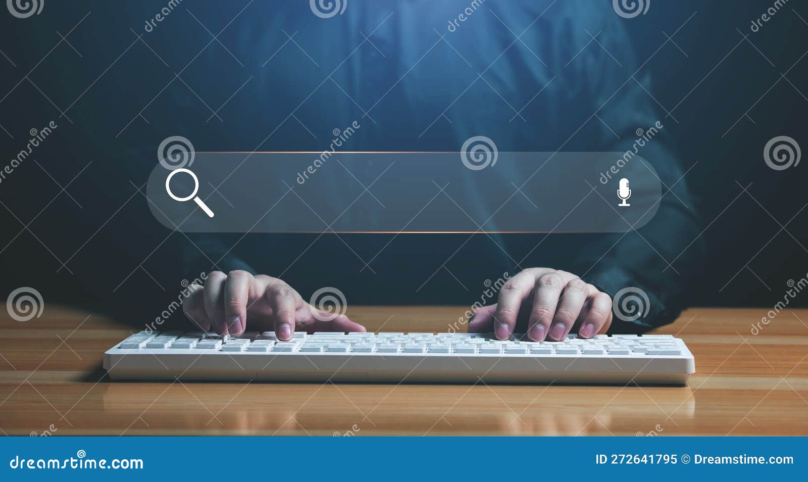Businessman Hand Typing on a Keyboard with Bar Tool To Search for ...