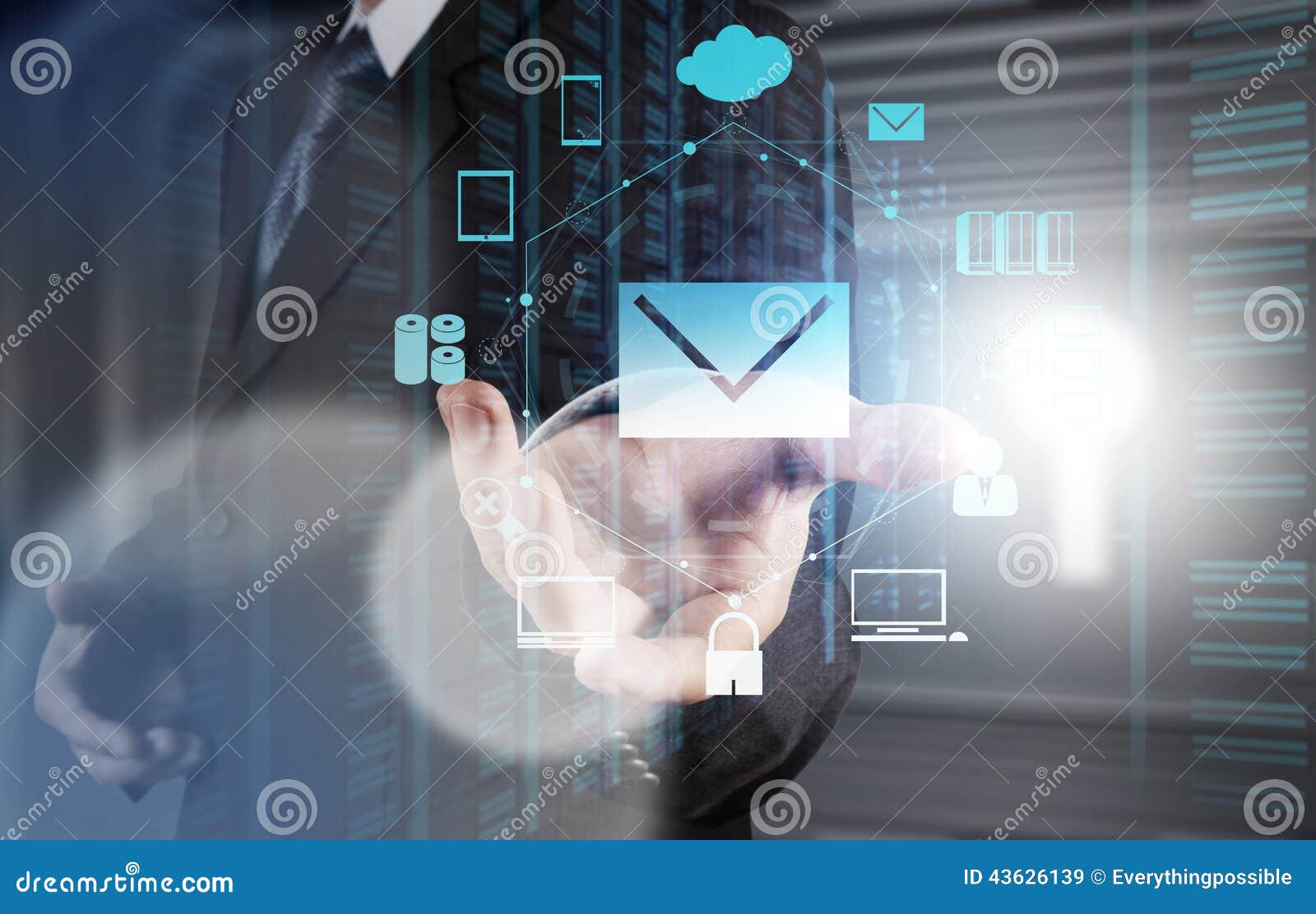 Businessman Hand Use Interactive Computer Stock Image - Image of count ...