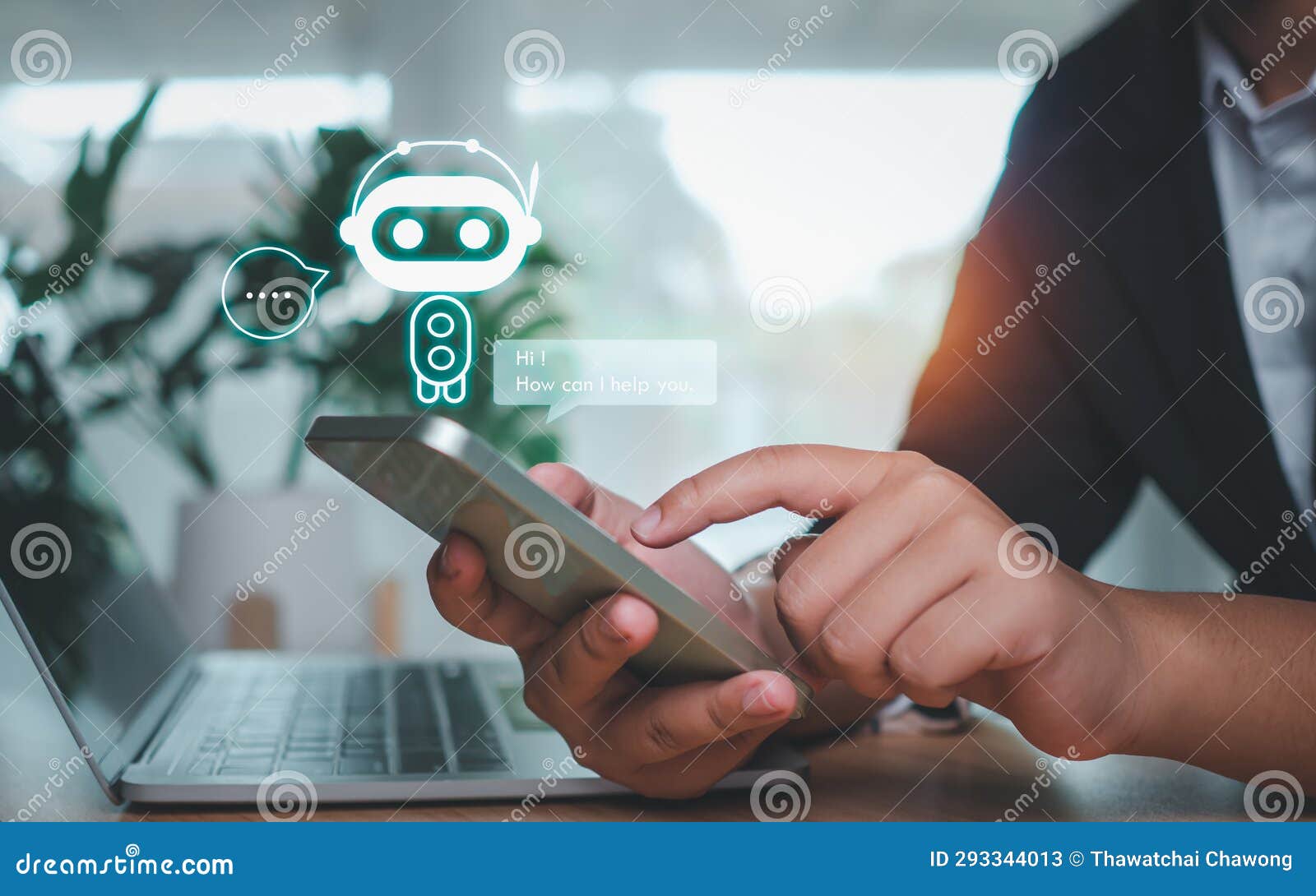 Businessman Hand Use Show a Smartphone To Type Live Chat, Ask, Answer ...