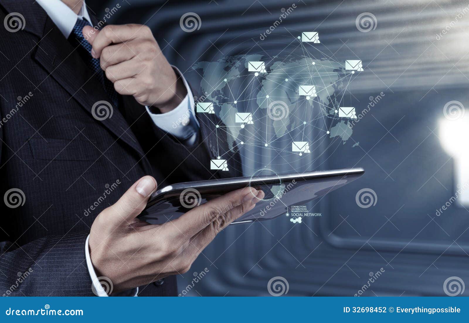 Businessman Hand Use Smart Phone Computer with Email Icon As Con Stock ...