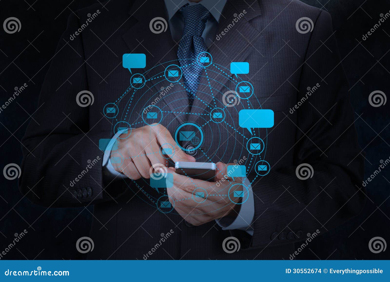Businessman Hand Use Smart Phone Computer with Email Icon Stock Photo ...