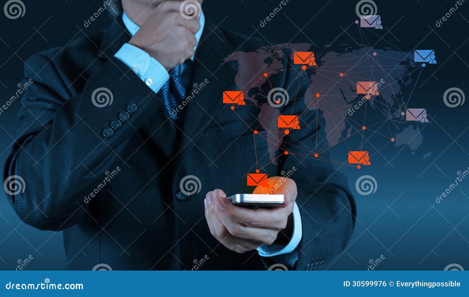 Businessman Hand Use Smart Phone Computer with Modern Email Stock Photo ...