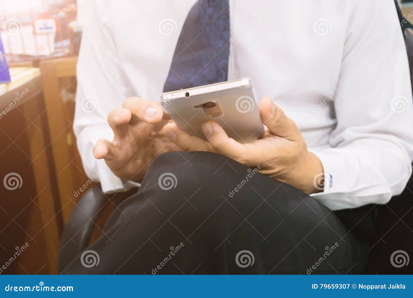 Businessman Hand Using Smartphone at Office Location Stock Image ...