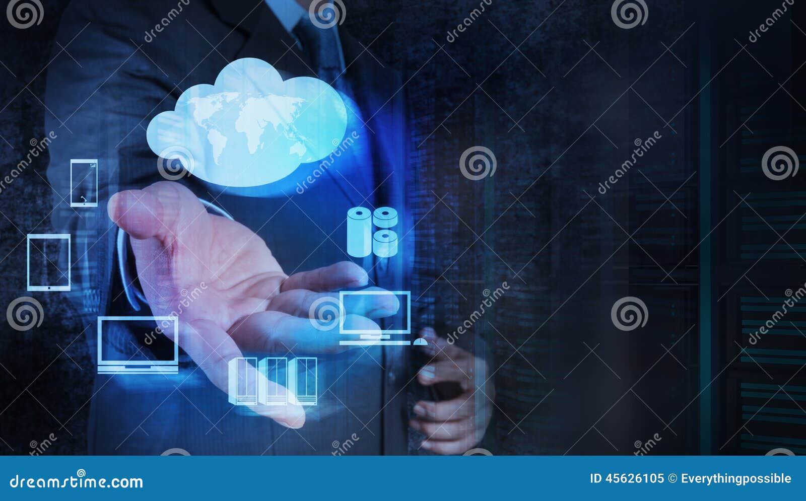 Businessman Hand Working with a Cloud Computing Stock Image - Image of ...