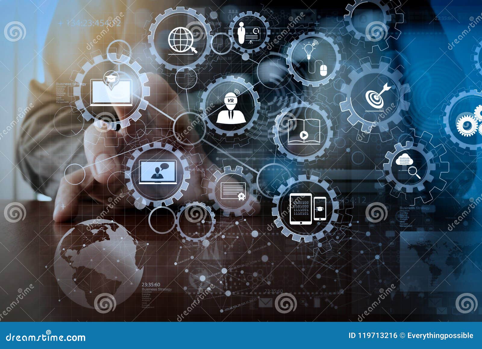 Businessman Hand Working with Modern Technology and Digital Layer ...