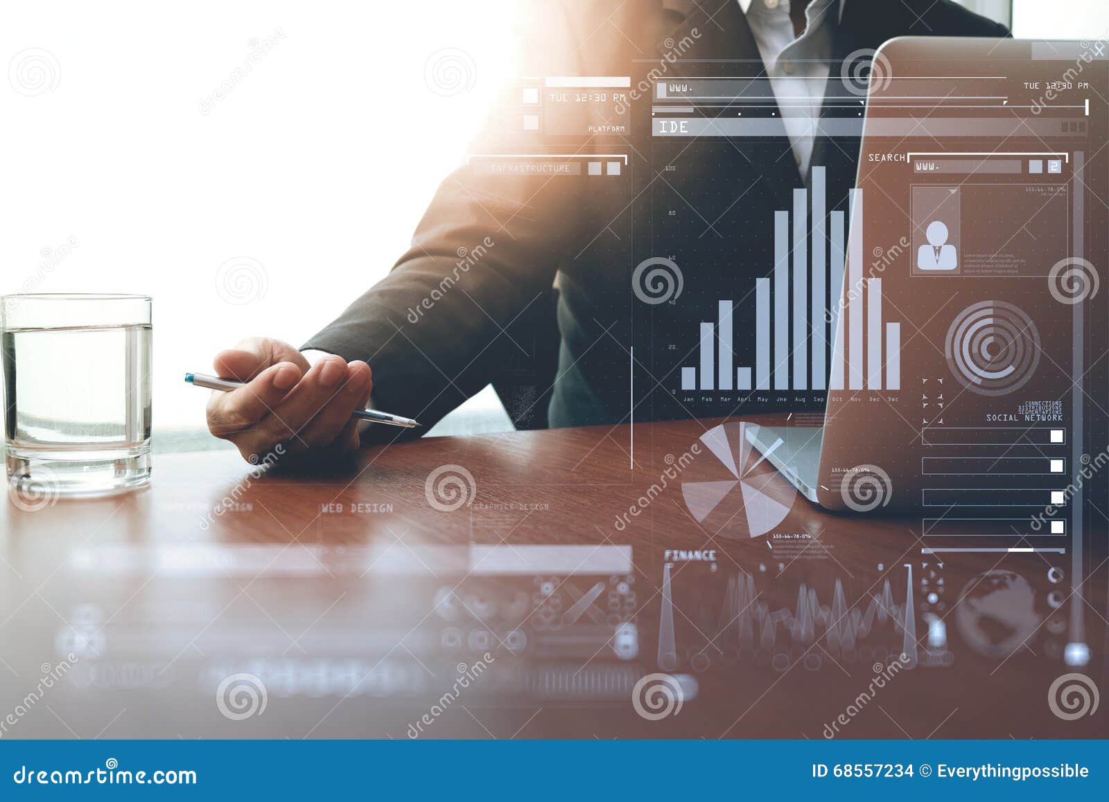 Businessman Hand Working with Modern Technology and Digital Layer ...