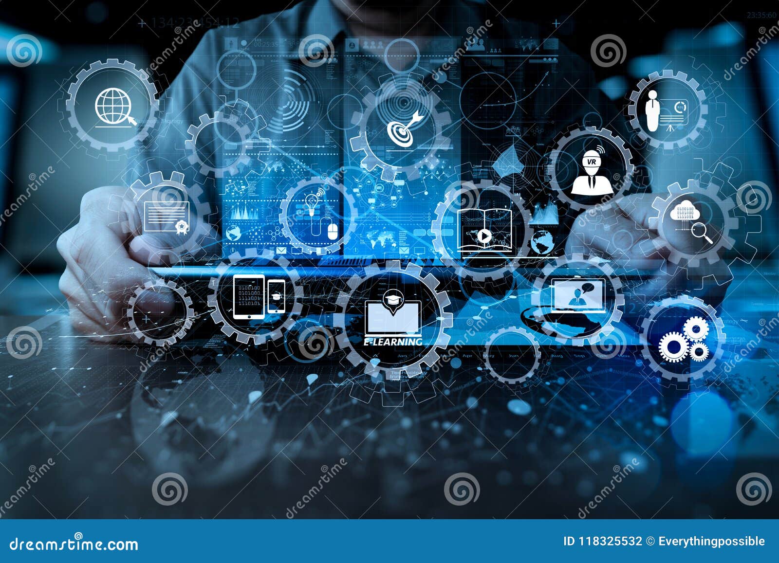 Businessman Hand Working with Modern Technology Digital Tablet C Stock ...