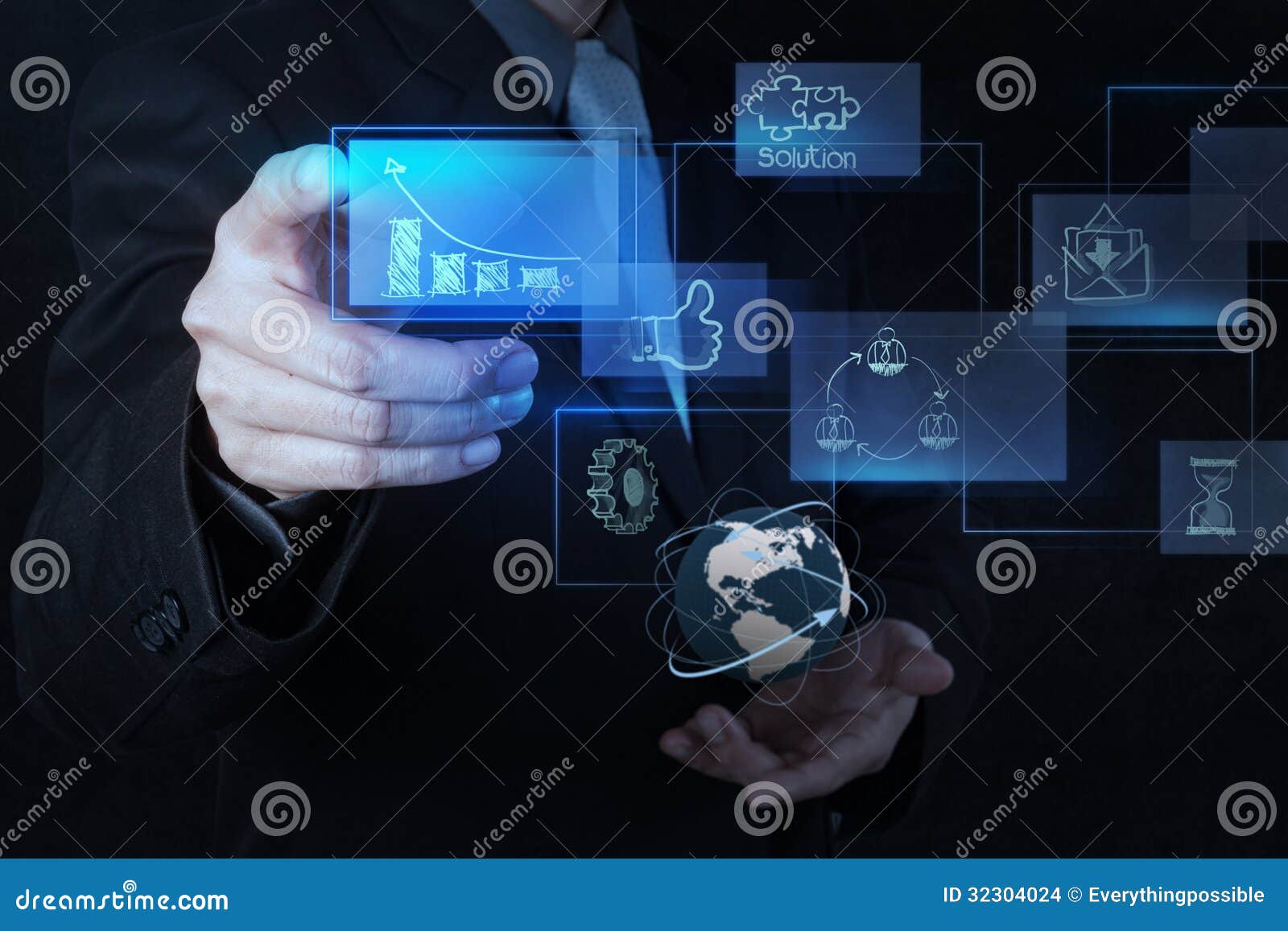 Businessman Hand Working with New Modern Computer and Business S Stock ...