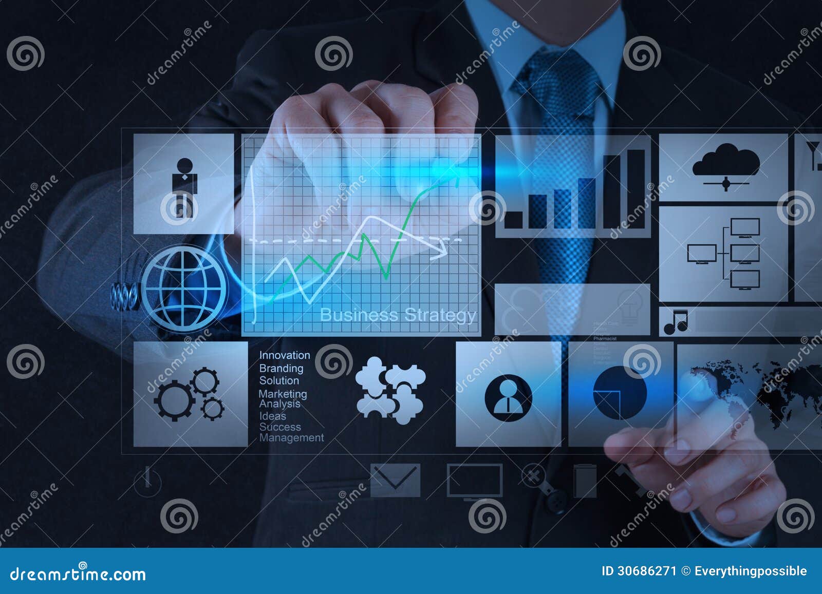 Businessman Hand Working with New Modern Computer and Business Stock ...
