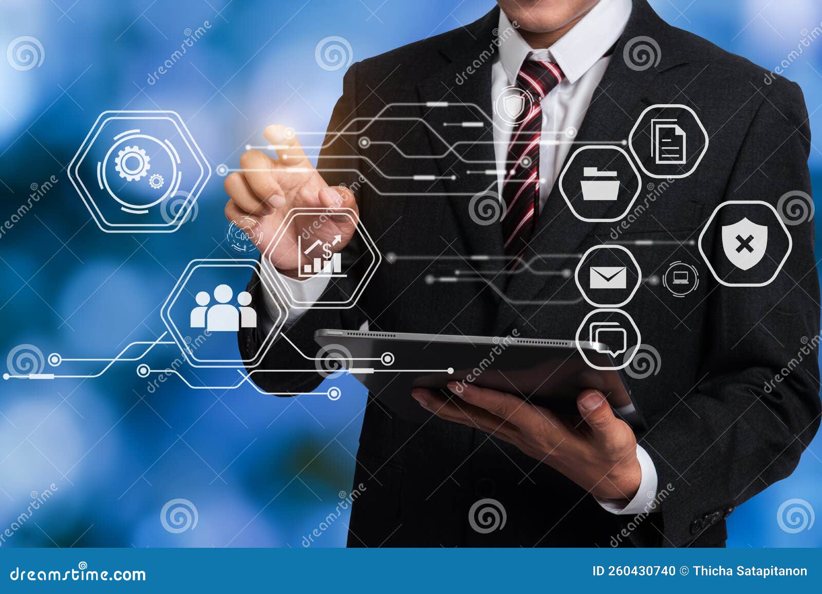 Businessman Hand Working with Virtual Innovation Operations Management ...