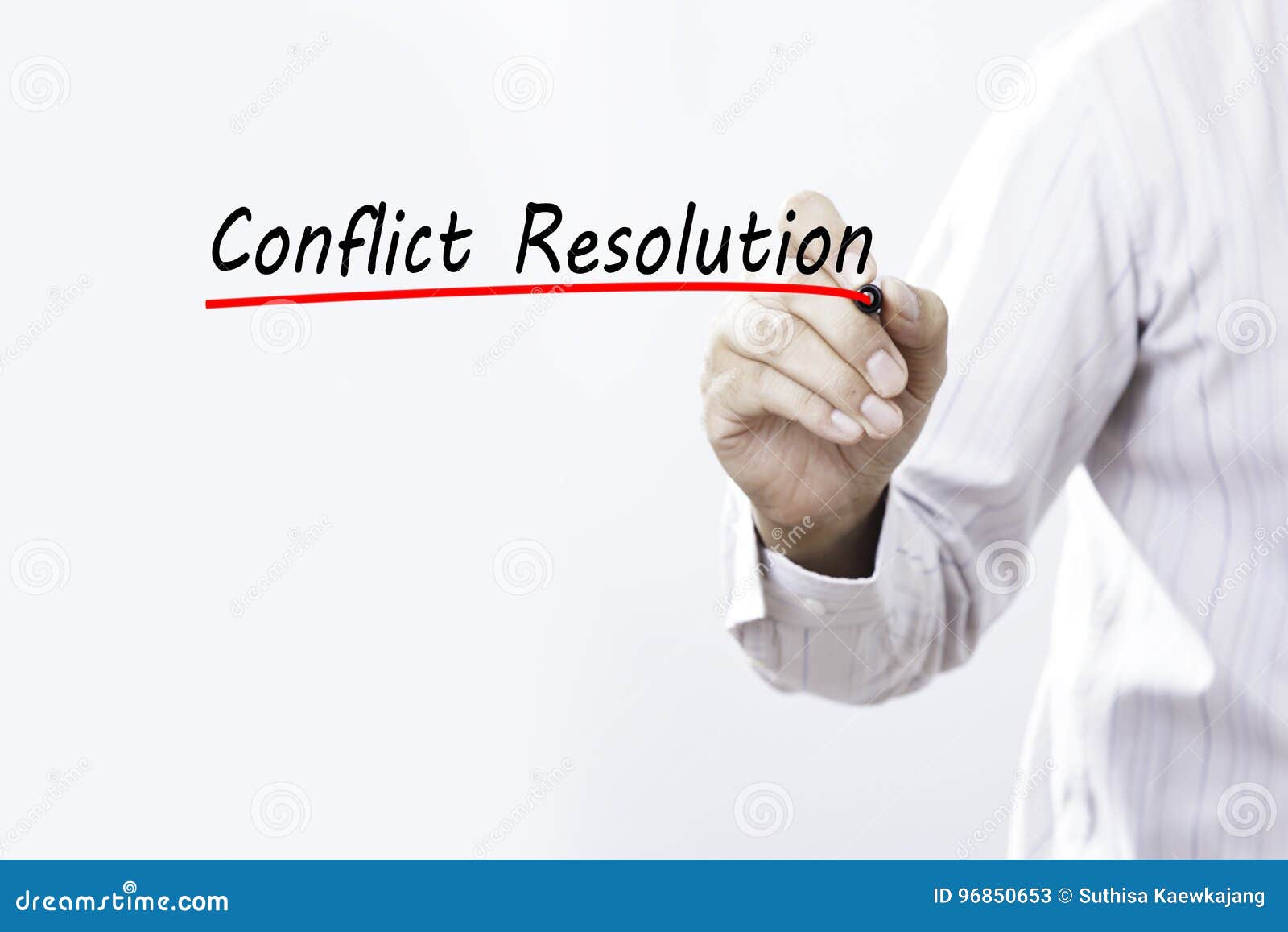 Businessman Hand Writing Conflict Resolution. Business Concept. Stock ...