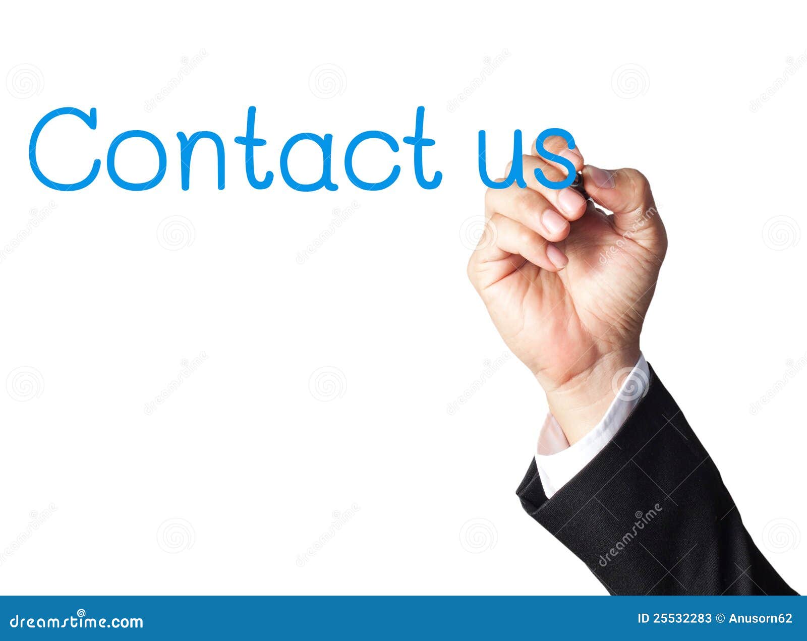 Businessman Hand Writing Contact Us Stock Image - Image of finger ...