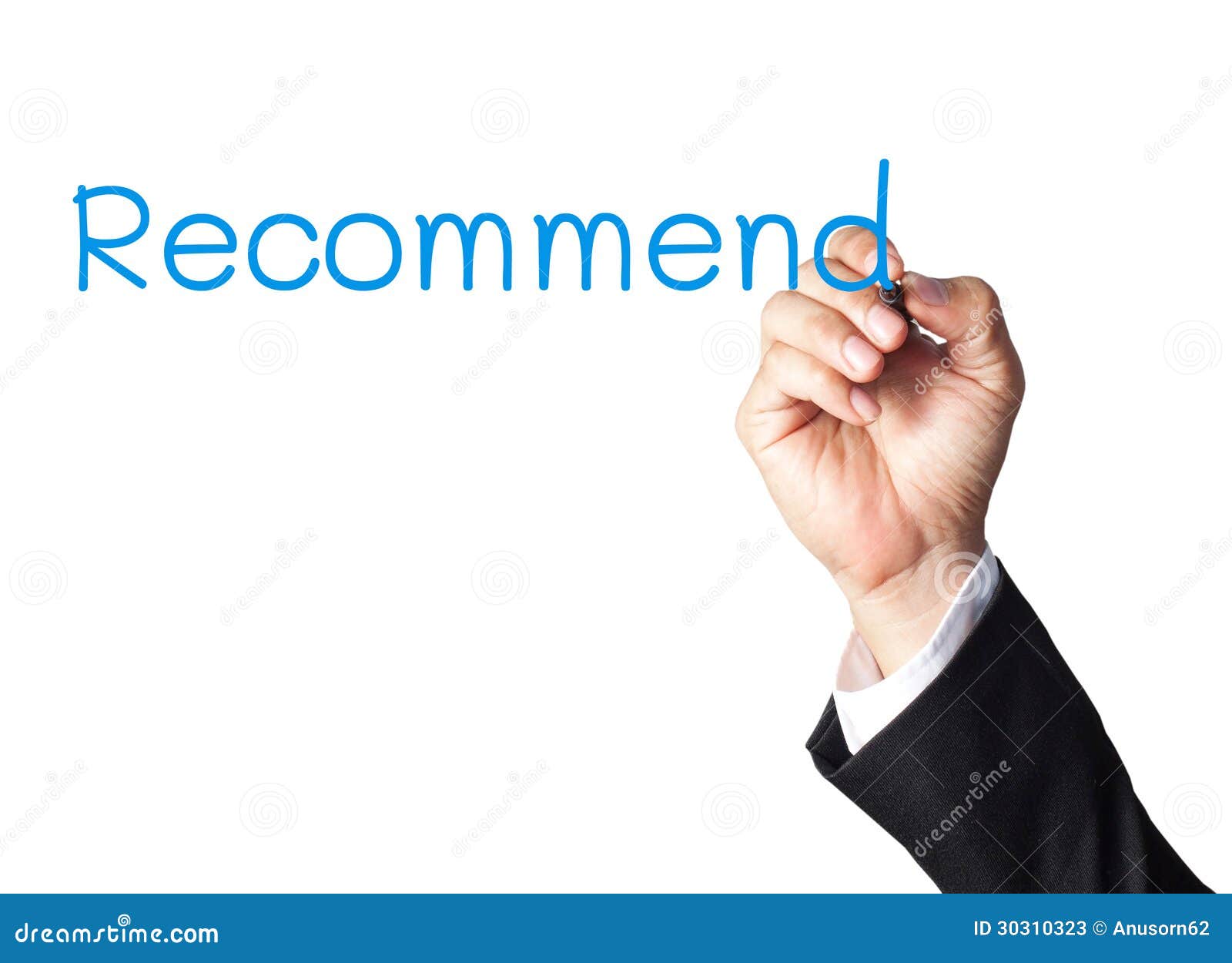 Hand Writing Recommend on White Board Stock Image - Image of hand ...
