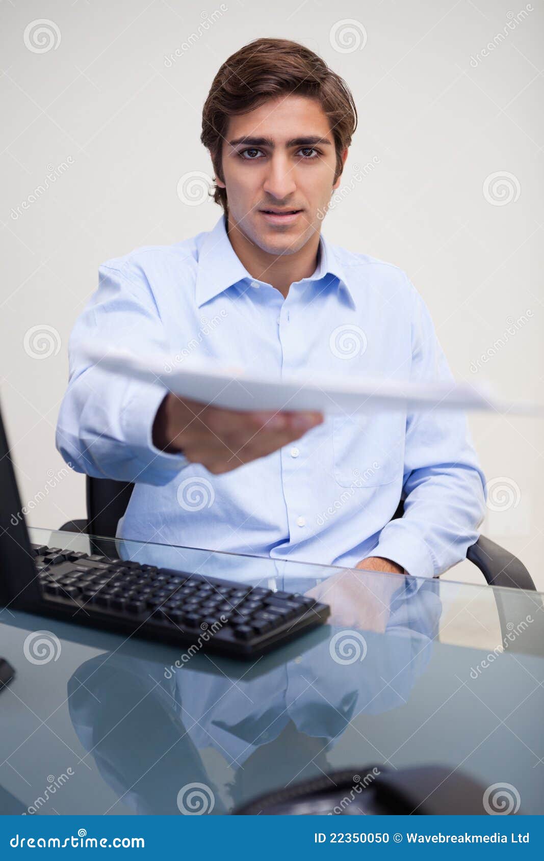 Businessman Handing Over Paperwork Stock Photo - Image of employee ...