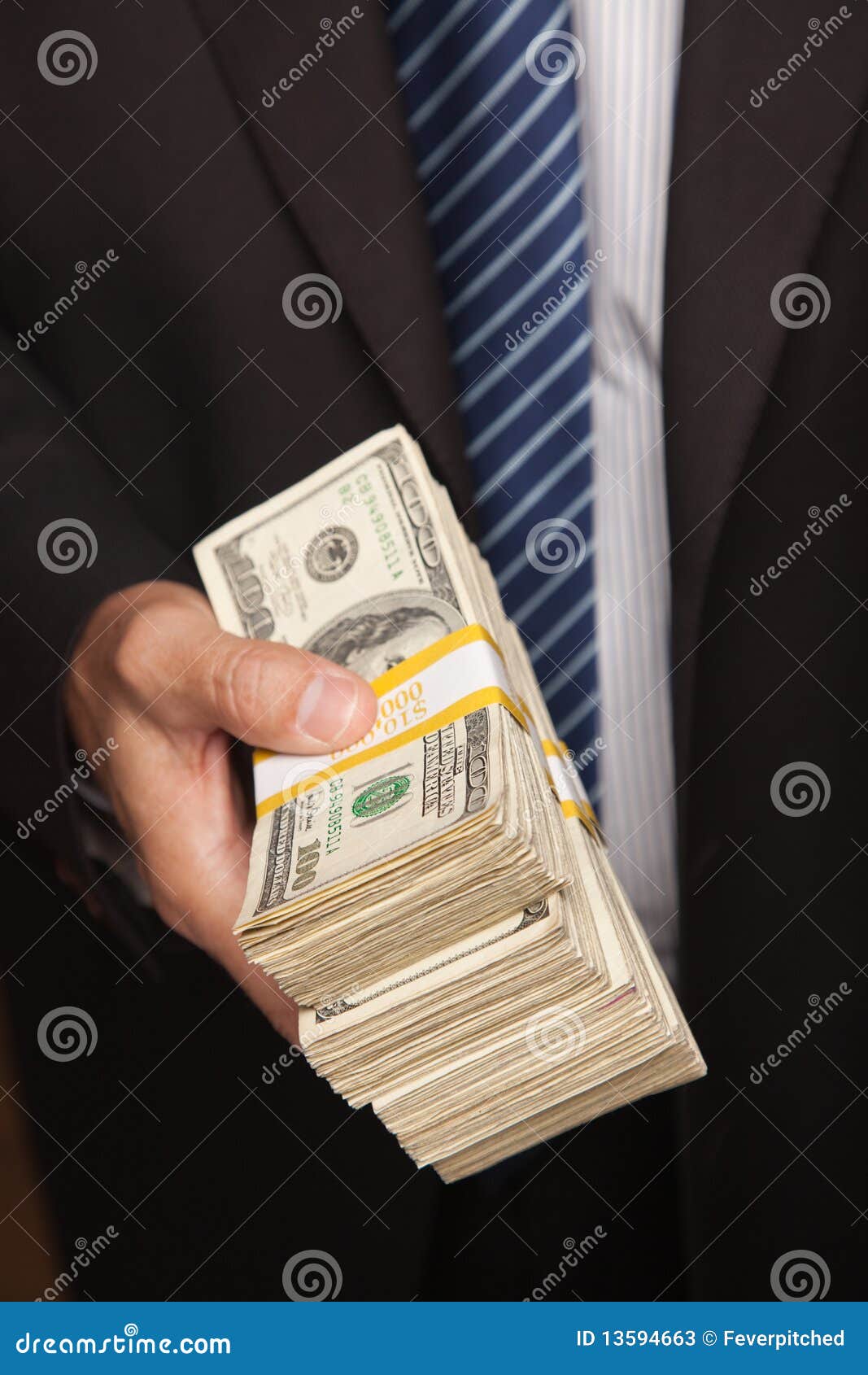 Businessman Handing Over Stack of Cash Stock Image - Image of bank ...