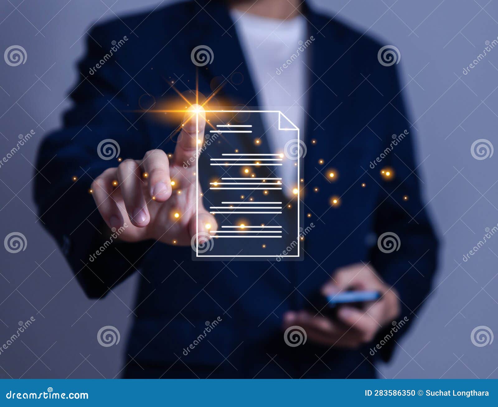 Businessman Handling Electronic Documents the Concept of Efficient ...