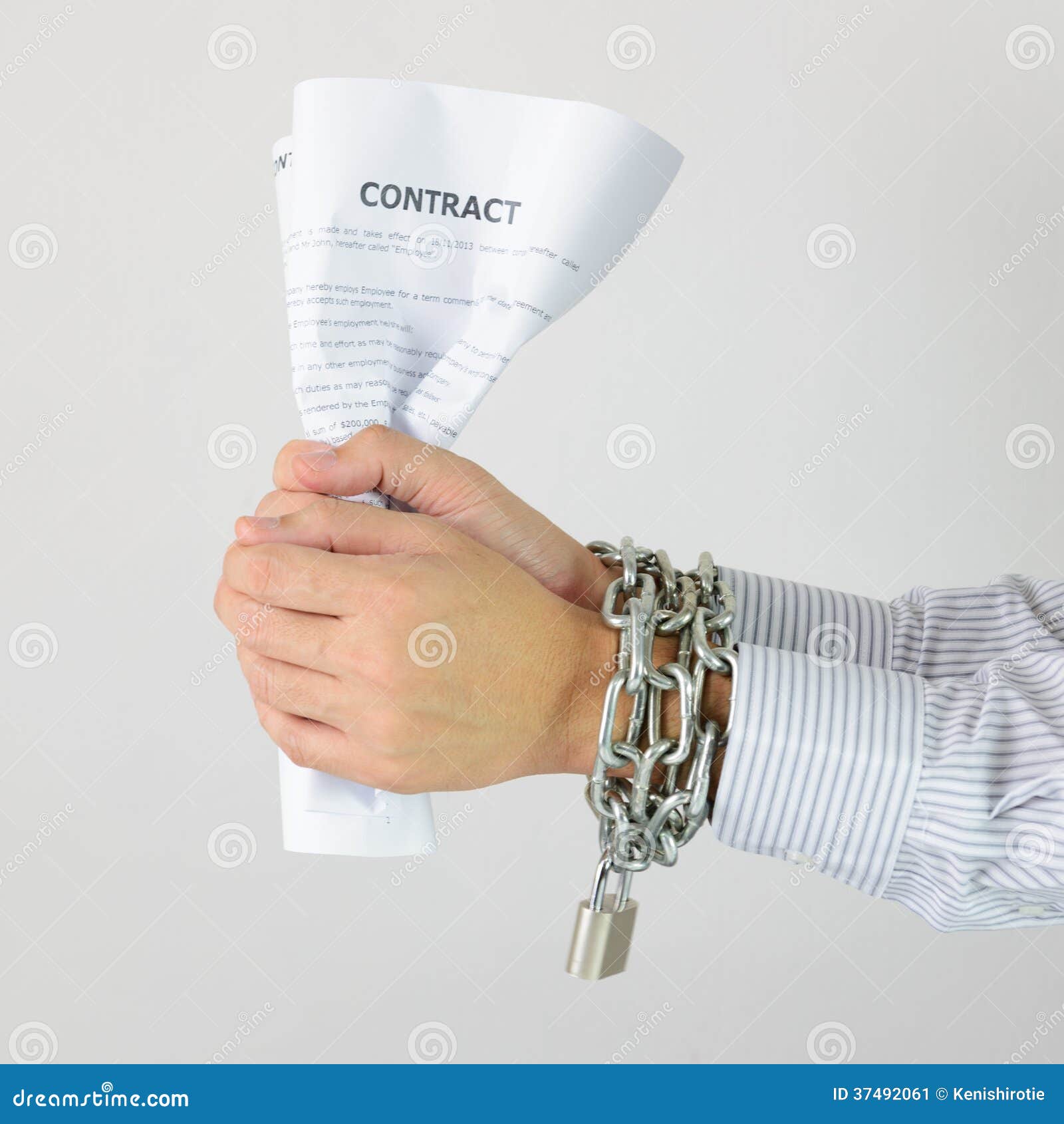 Businessman Hands with Chains and Contract Stock Image - Image of bound ...